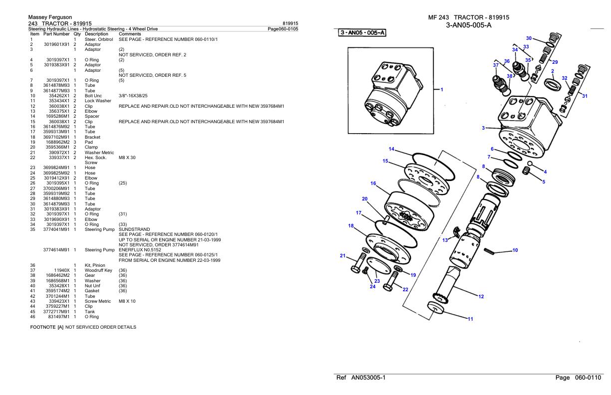 Massey Ferguson 243 Tractor Parts Catalog 819915