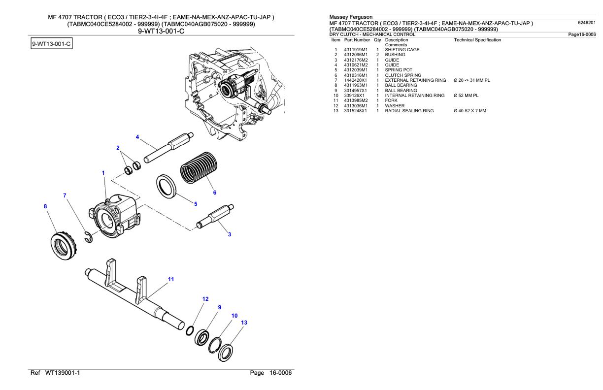 Massey Ferguson 4707 Tractor Parts Catalog 6246201