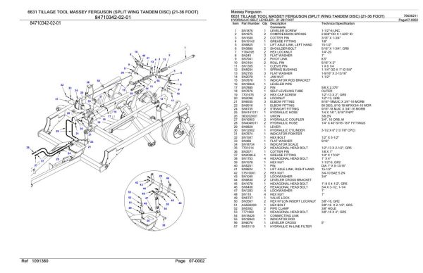 Massey Ferguson 6631 Tillage Tool Parts Catalog 79036211