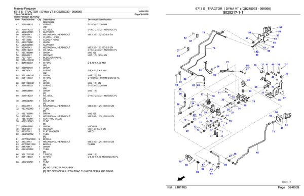 Massey Ferguson 6713 S Tractor Parts Catalog 6246259
