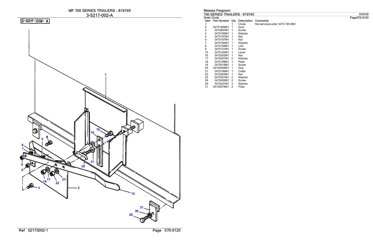 Massey Ferguson 700 Series Trailer Parts Catalog 819745
