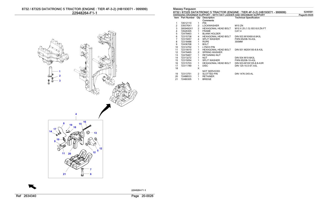 Massey Ferguson 8732 8732s Datatronic 5 Tractor Parts Catalog 6246581