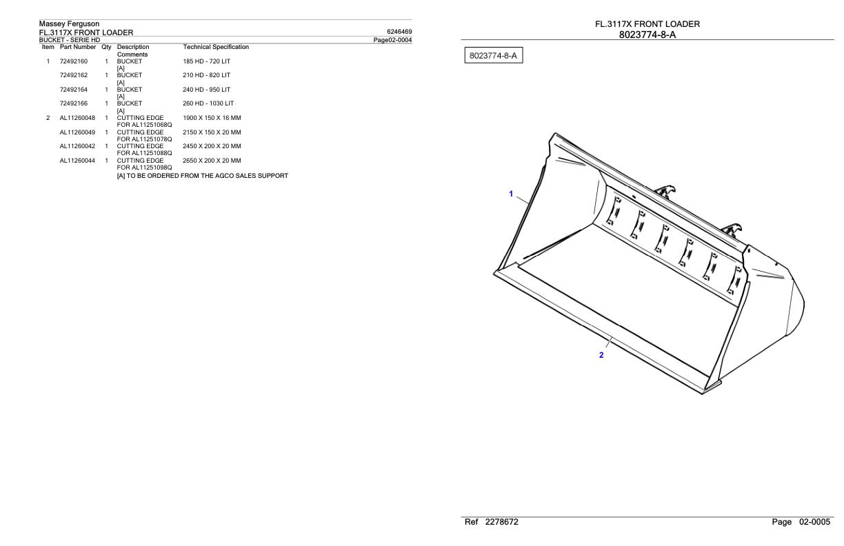 Massey Ferguson FL.3117X Front Loader Parts Catalog 6246469