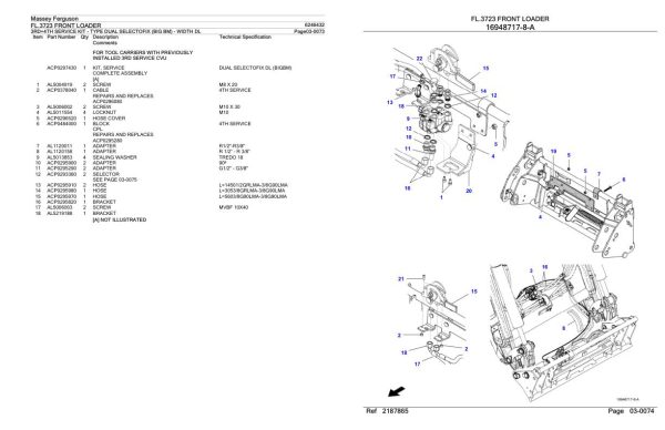 Massey Ferguson FL.3723 Front Loader Parts Catalog 6246432