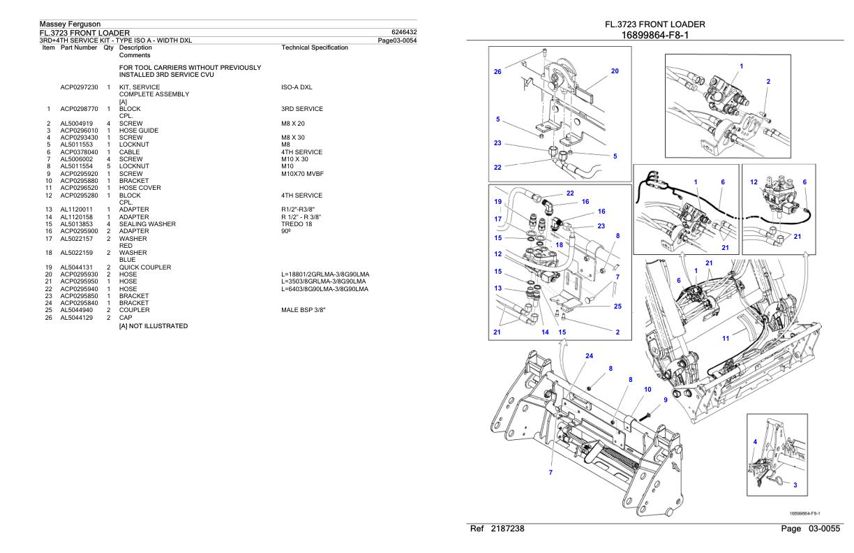 Massey Ferguson FL.3723 Front Loader Parts Catalog 6246432