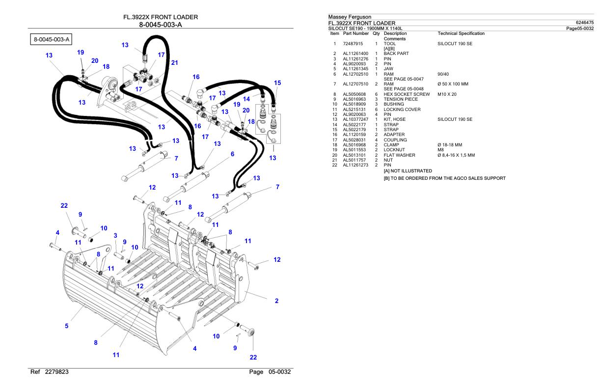 Massey Ferguson FL.3922X Front Loader Parts Catalog 6246475