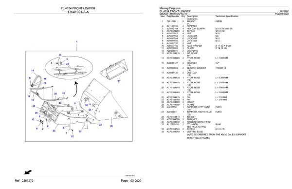 Massey Ferguson FL.4124 Front Loader Parts Catalog 6246422