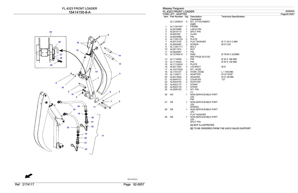 Massey Ferguson FL.4323 Front Loader Parts Catalog 6246424