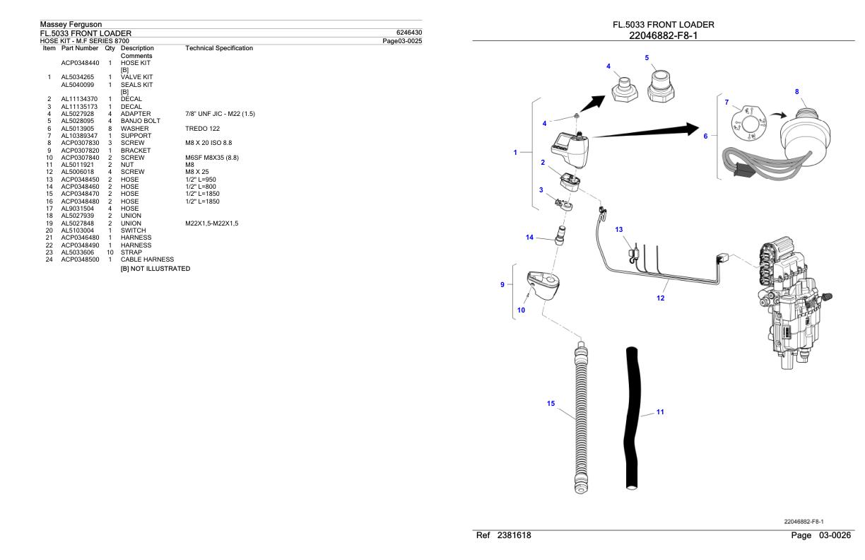 Massey Ferguson FL.5033 Front Loader Parts Catalog 6246430