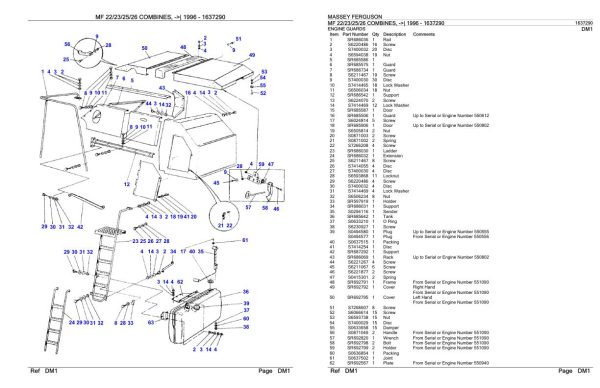 Massey Ferguson MF 22 23 25 26 Combine 1996 Parts Catalog 1637290