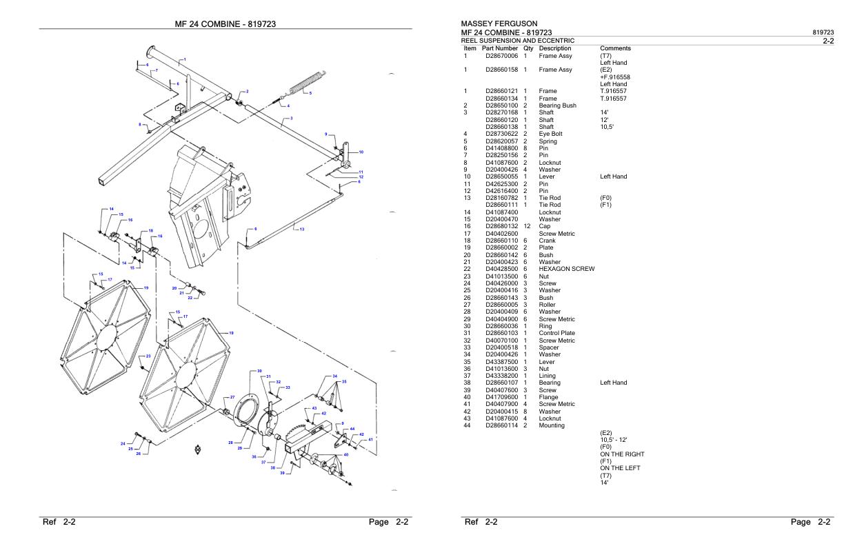 Massey Ferguson MF 24 Combine Parts Catalog 819723