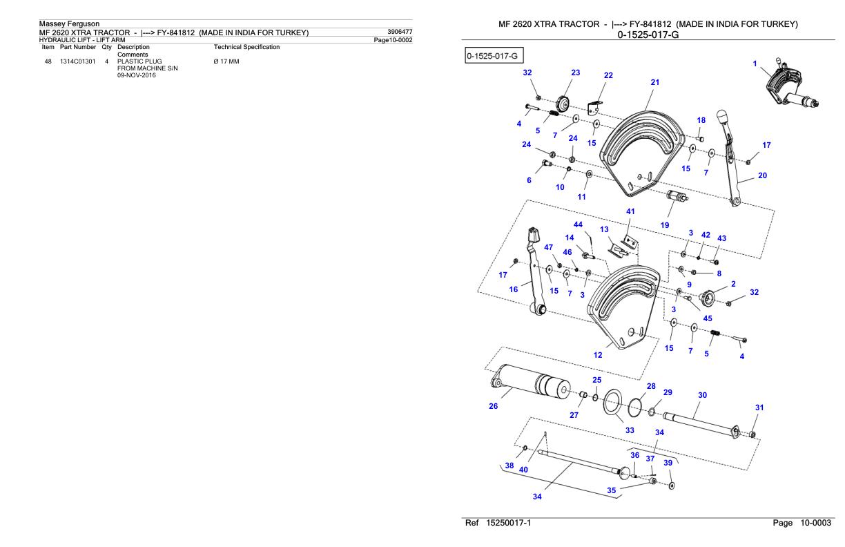 Massey Ferguson MF 2620 XTRA Tractor Parts Catalog 3906477