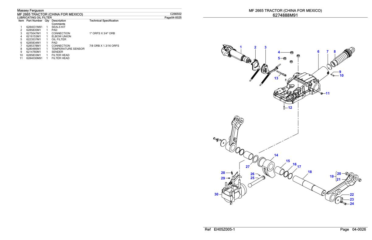 Massey Ferguson MF 2665 Tractor Parts Catalog C266502