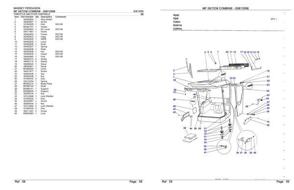 Massey Ferguson MF 28 7238 Combine Parts Catalog S0813598