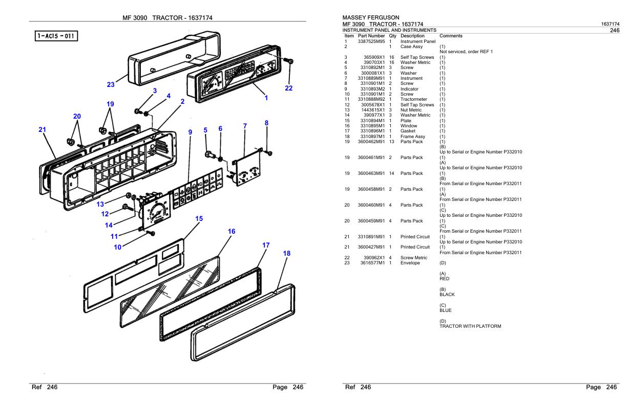 Massey Ferguson MF 3090 Tractor Parts Catalog 1637174