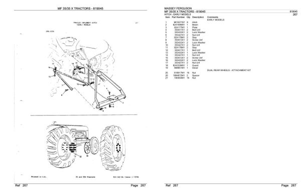 Massey Ferguson MF 35 X Tractor Parts Catalog 819045