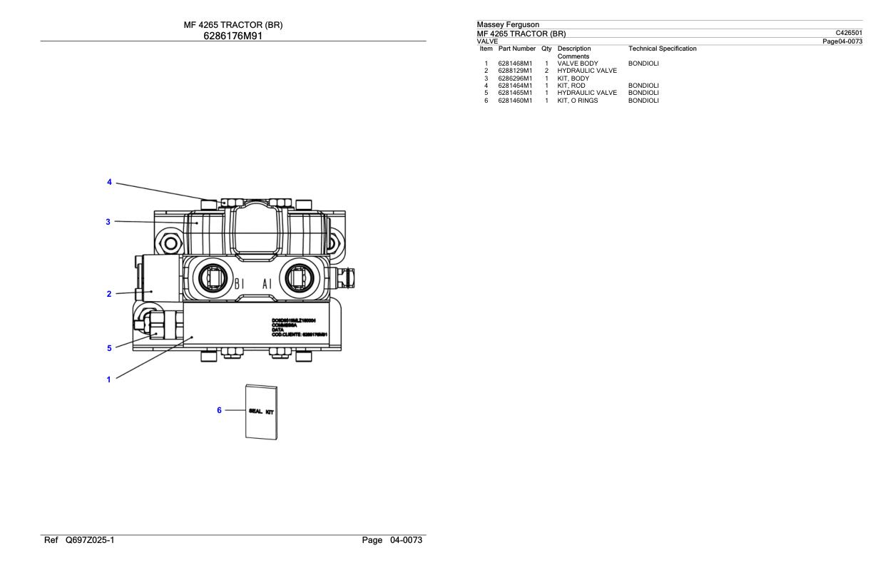 Massey Ferguson MF 4265 Tractor Parts Catalog C426501
