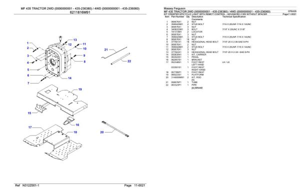Massey Ferguson MF 435 Tractor Parts Catalog CPE435
