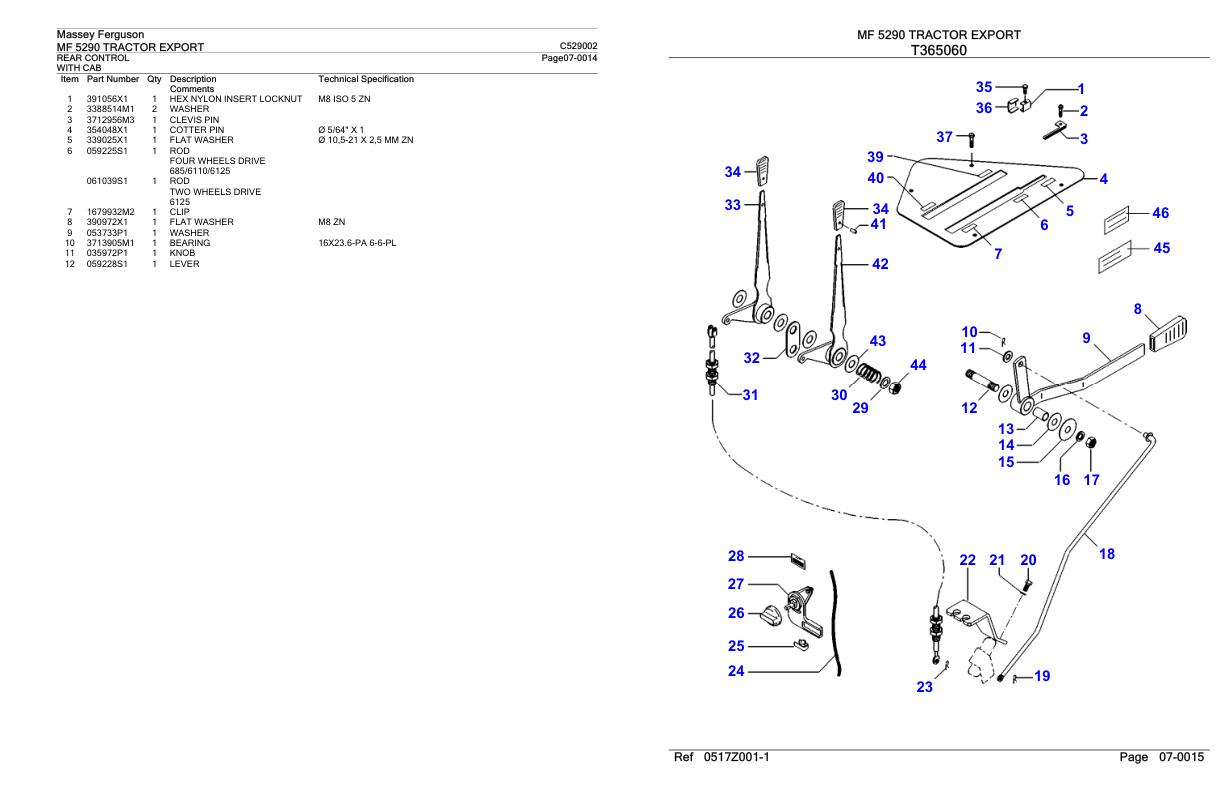 Massey Ferguson MF 5290 Tractor Parts Catalog C529002