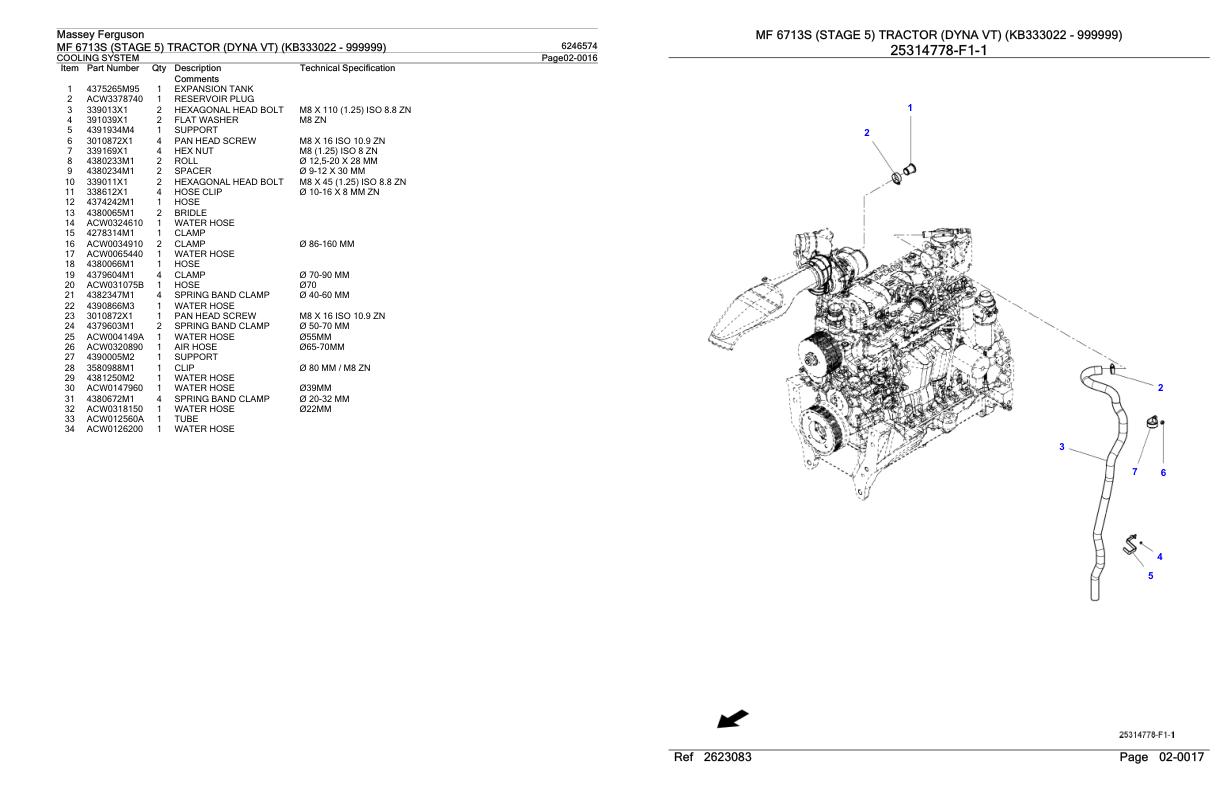 Massey Ferguson MF 6713S Tractor Parts Catalog 6246574