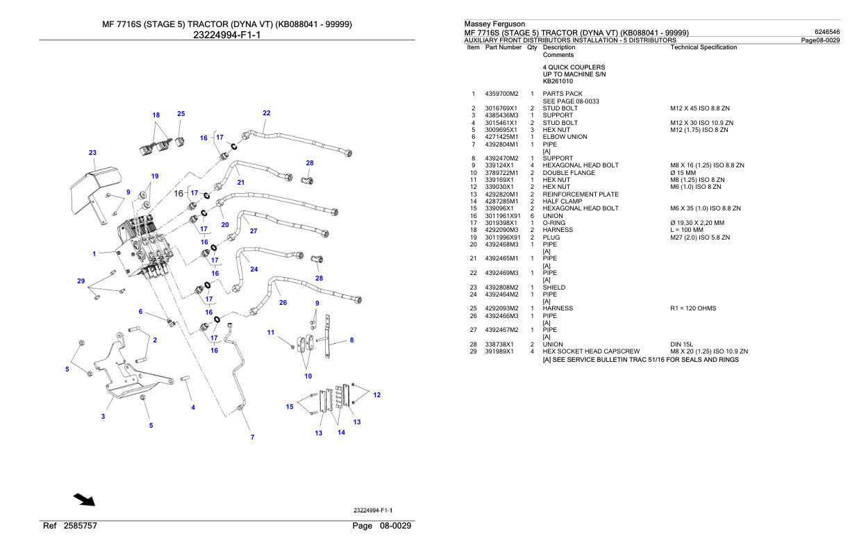 Massey Ferguson MF 7716S Tractor Parts Catalog 6246546