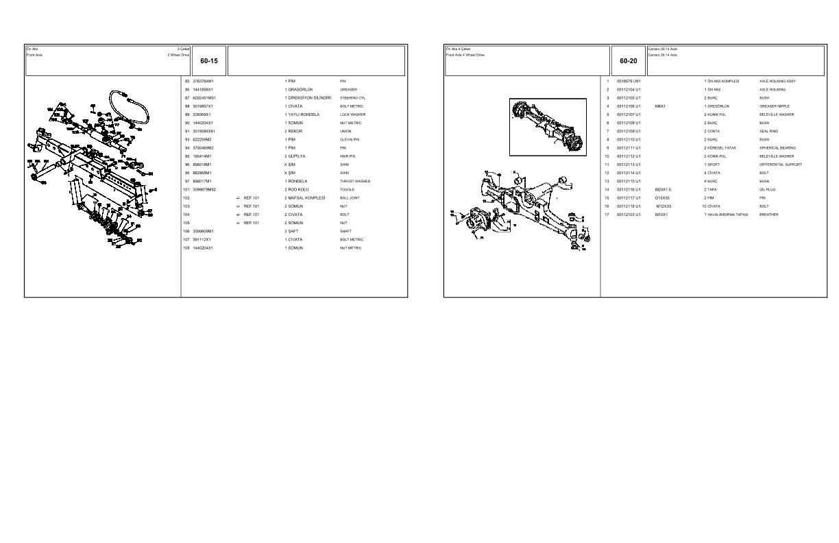 Massey Ferguson T288G Face Lift Domestic Uzel Turkey Parts Catalog UZT3009