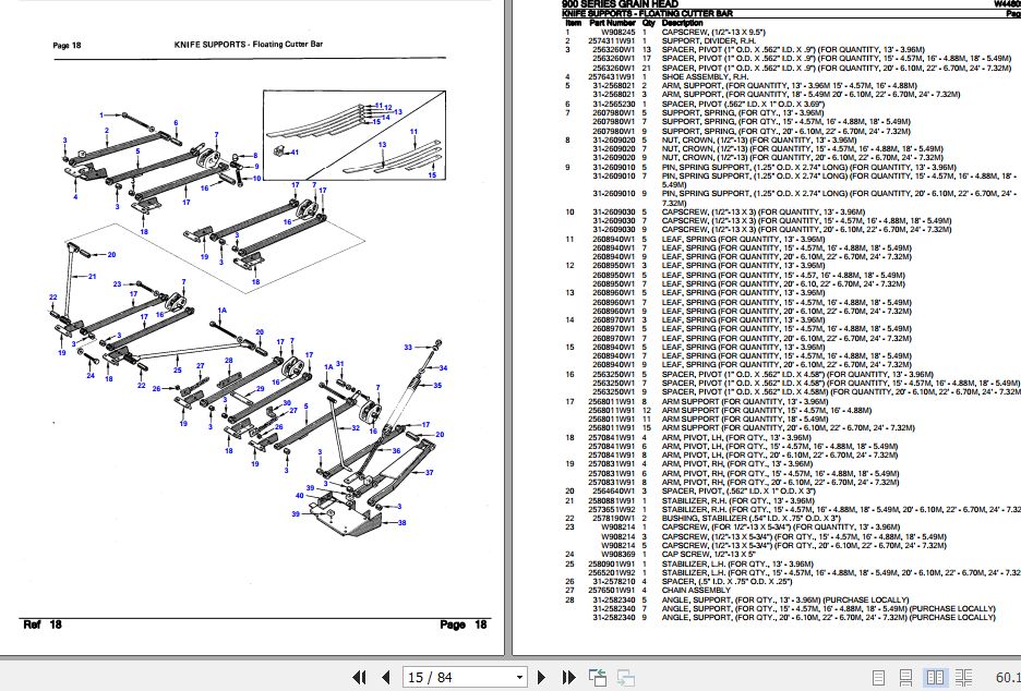 New Idea Grain Head 900 Series Parts Catalog W448094A