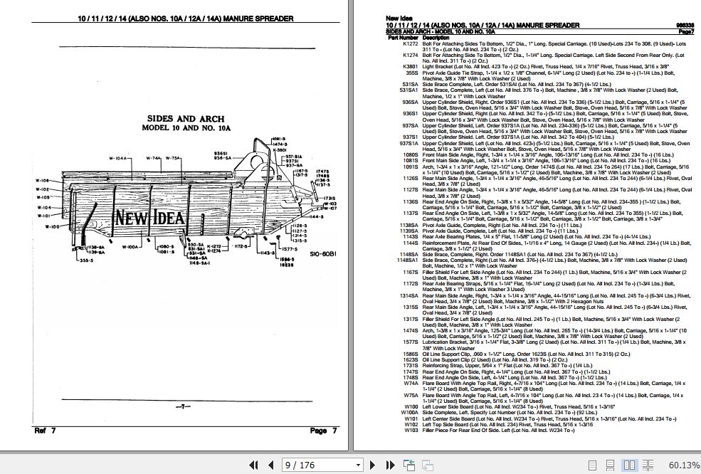 New Idea Manure Spreader 10 11 12 14 Parts Catalog 986338