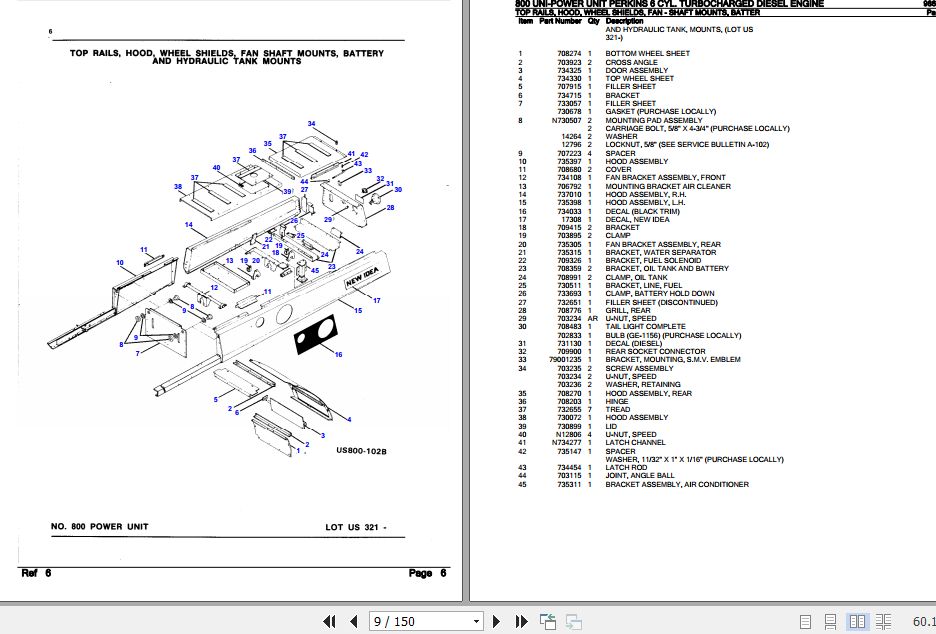 New Idea Uni-Power Unit 800 Parts Catalog 986269