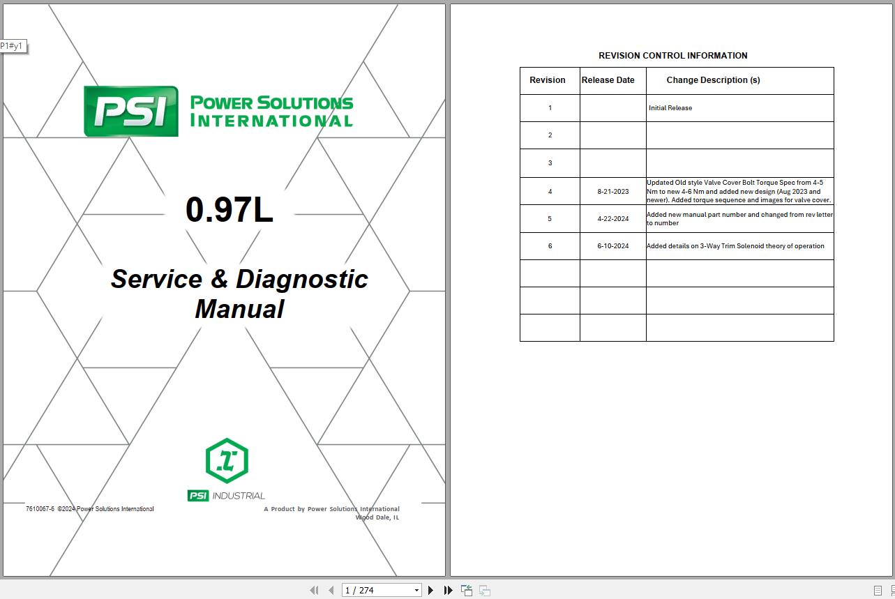 PSI Engine 2024 Operators Service Diagnostics Manual Collection
