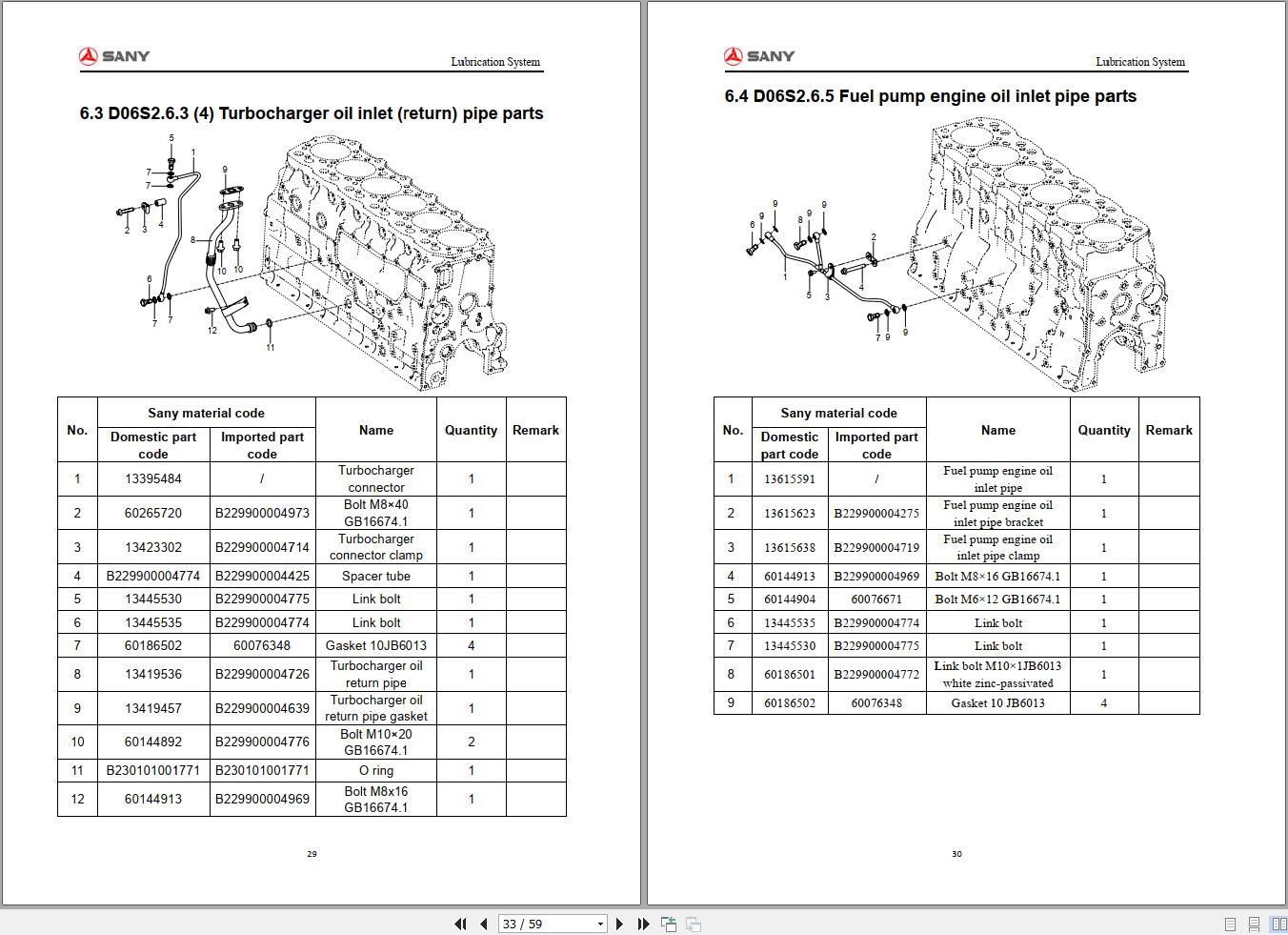 Sany Engine D06S2 Parts Catalog