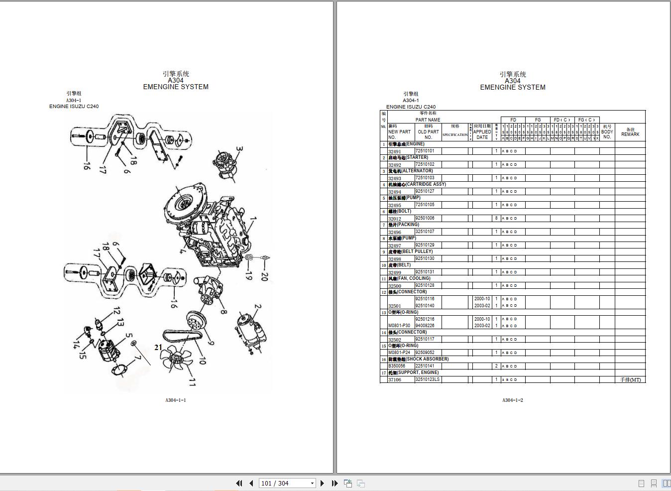 Tailift Forklift FD15 to FG35 Parts Catalog EN ZH