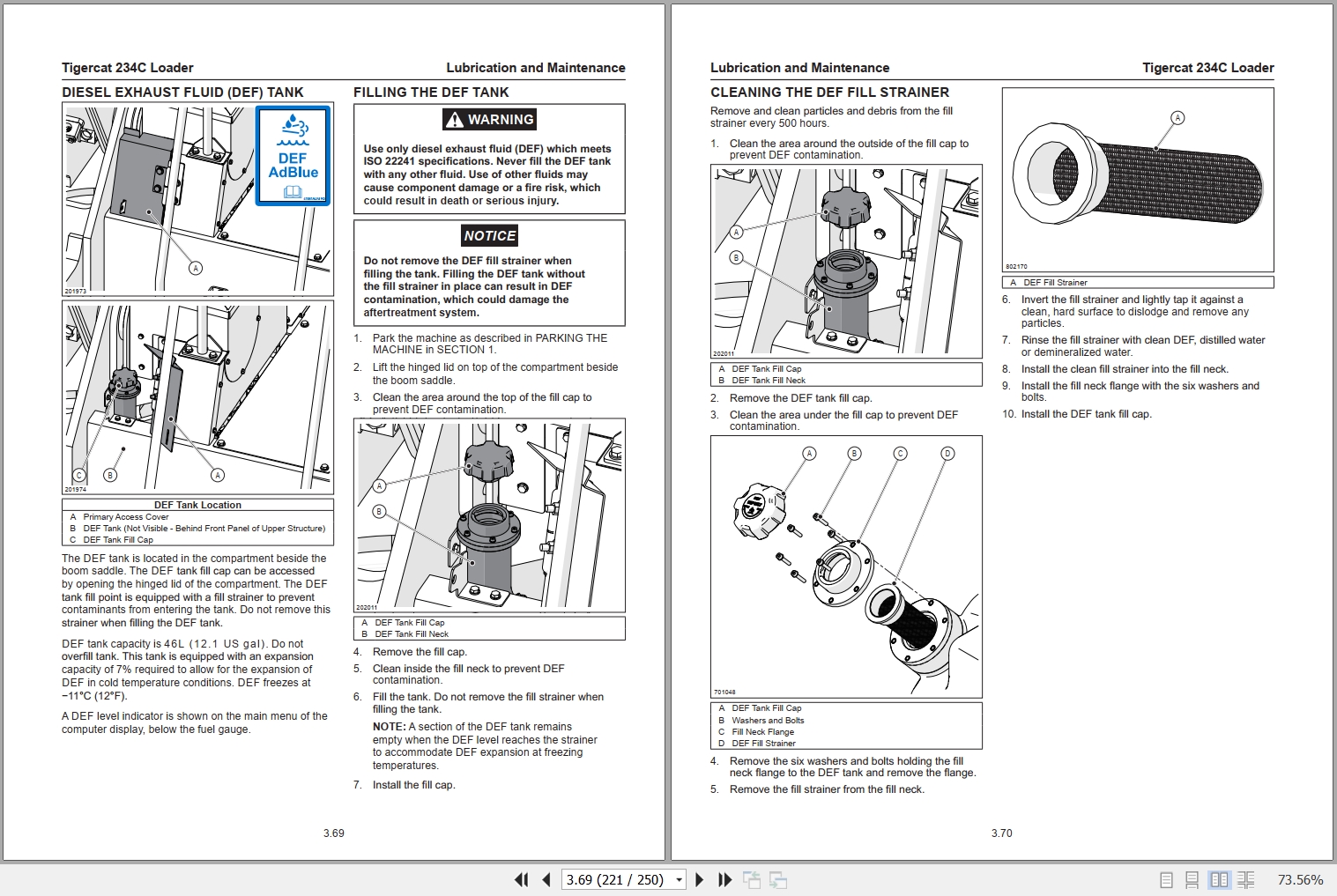 Tigercat Loader 234C Operators Manual 72860AENG