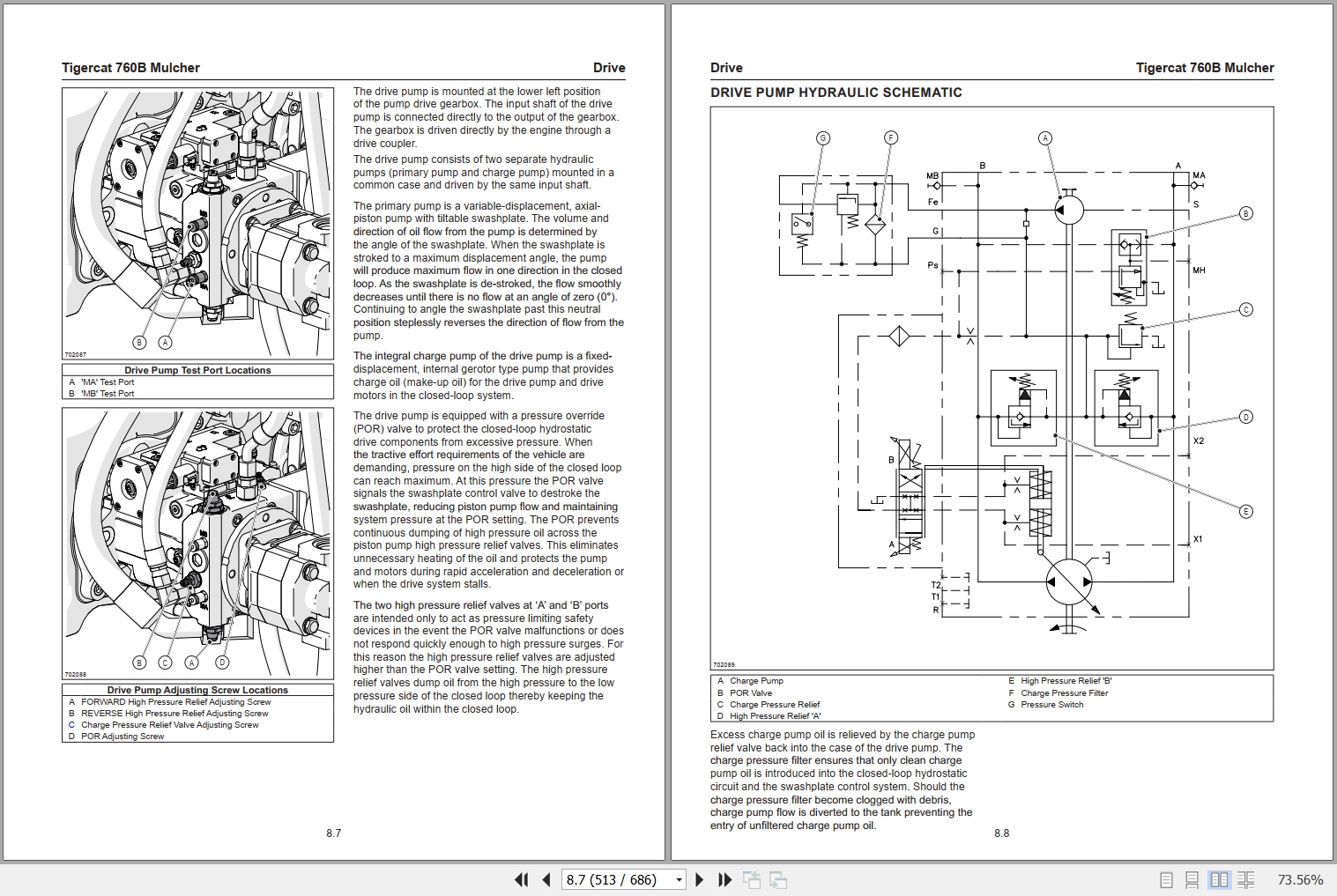 Tigercat Mulcher 760B Service Manual 60142AENG