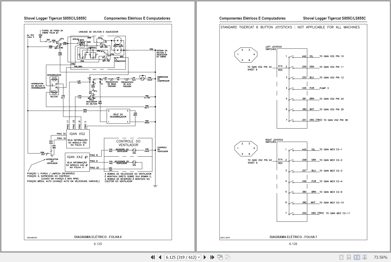 Tigercat Shovel Logger S855C LS855C Service Manual 40122APOR