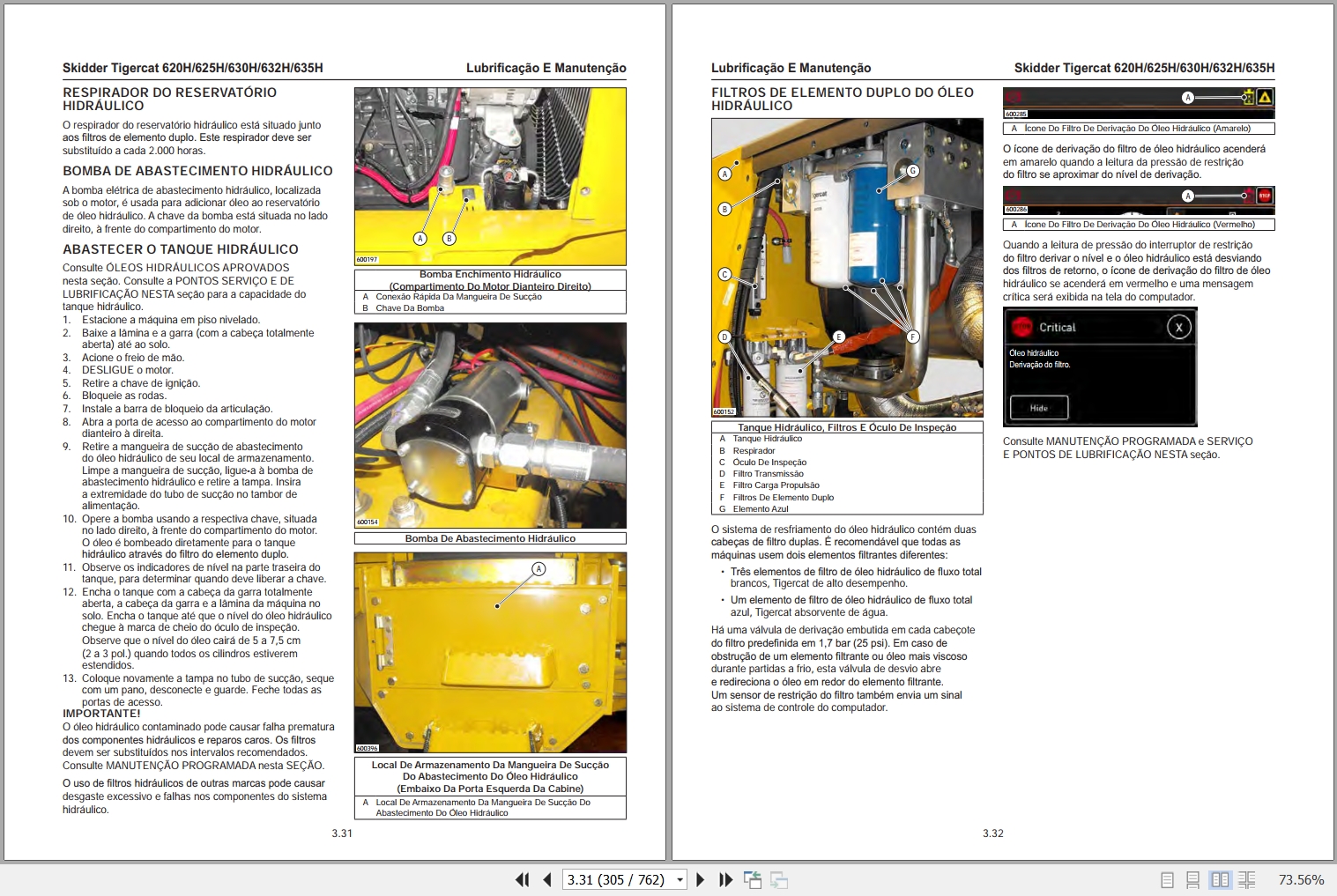 Tigercat Skidder 620H 625H 630H 632H 635H Service Manual 60195APOR