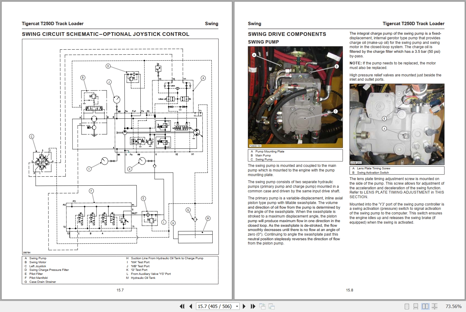 Tigercat Track Loader T250D Service Manual 44261AENG
