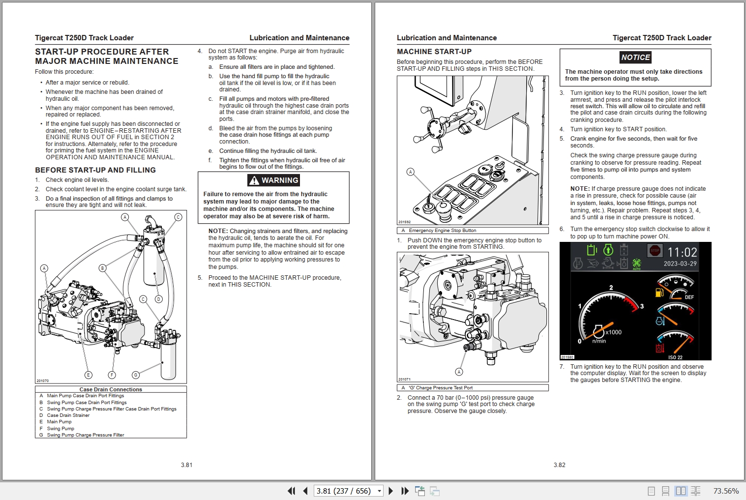 Tigercat Track Loader T250D Service Manual 71141AENG