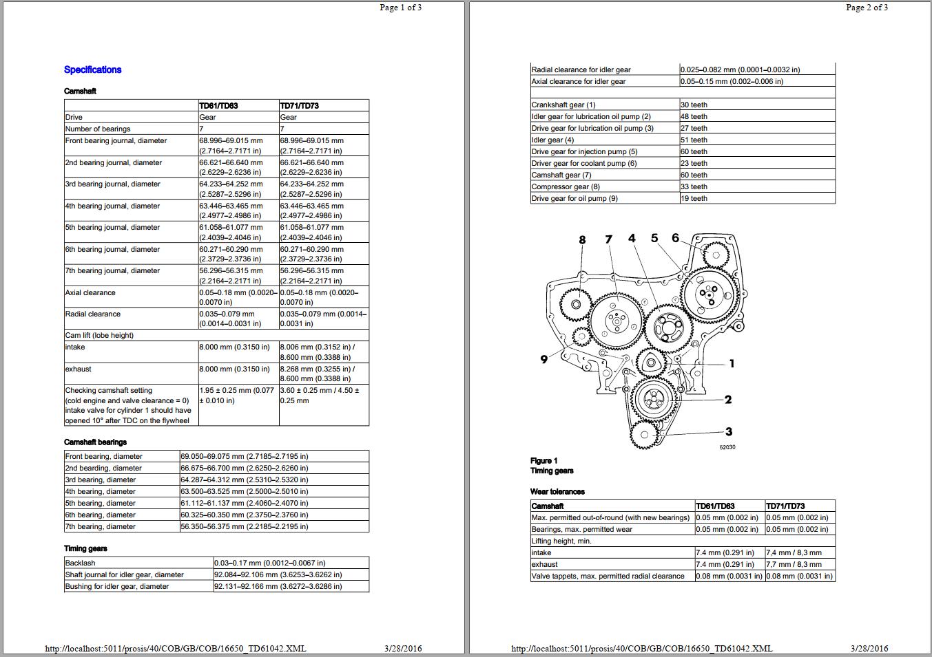 Volvo Excavator EC150 Engine TD61 TD63 TD71 TD73 Service Manual