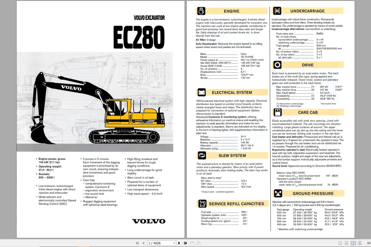 Volvo Excavator EC280 Service Repair Manual