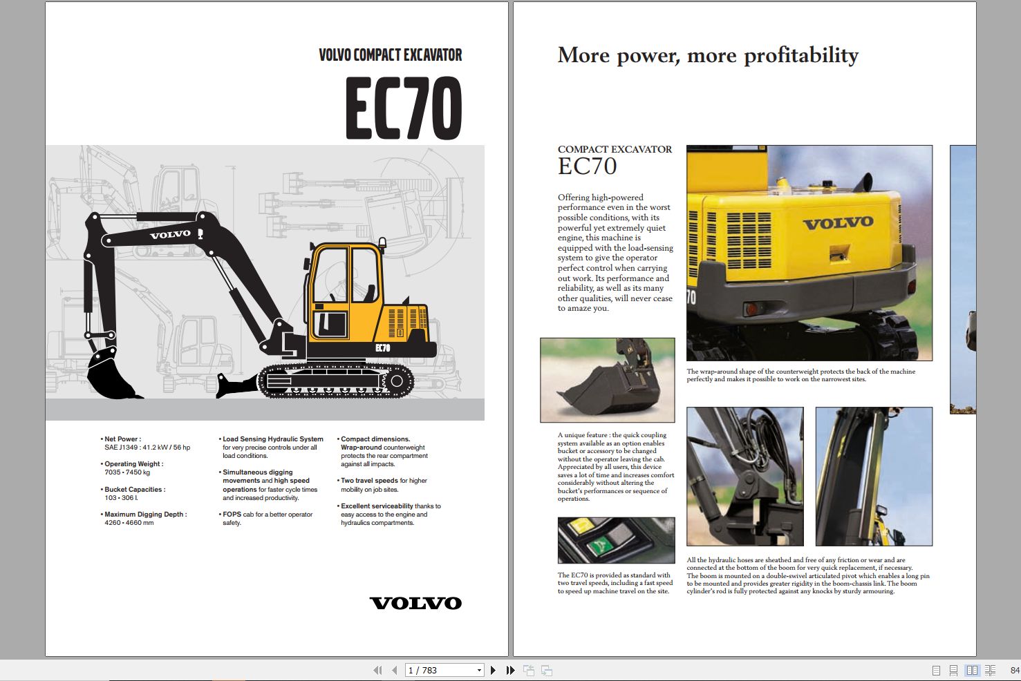 Volvo Excavator EC70 Parts Manual