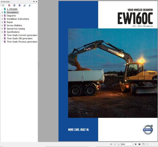 Volvo Excavator EW160C Service and Repair Manual