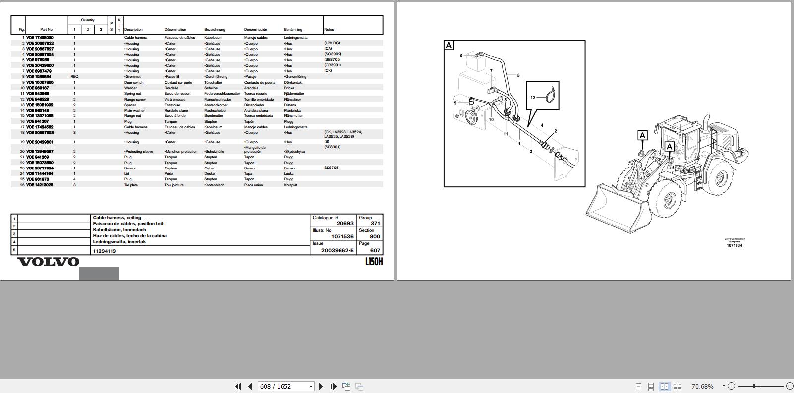 Volvo Loader L150H Parts Catalog 20039662-E