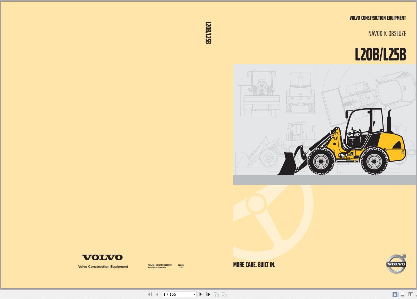 Volvo Loader L20B L25B Operators Manual VOE46C1000839 CZ