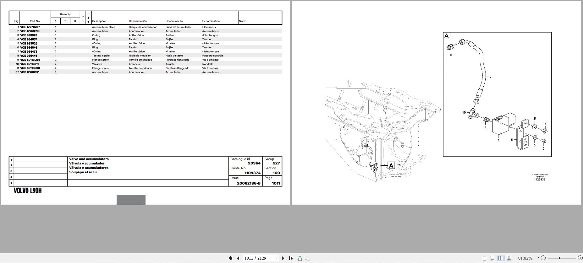 Volvo Loader L90H Parts Catalog 20062186-B