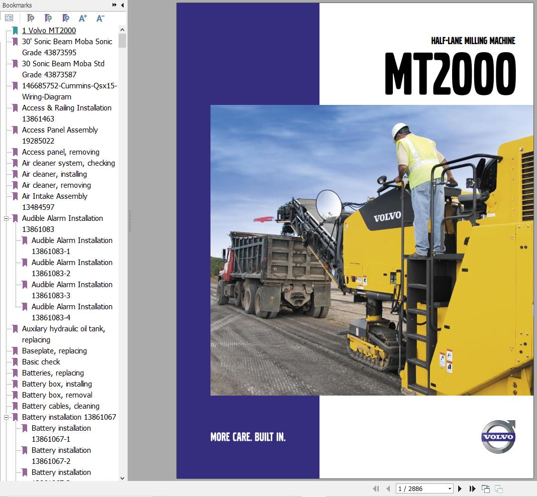 Volvo Milling Machine MT2000 Parts Service Repair Manual