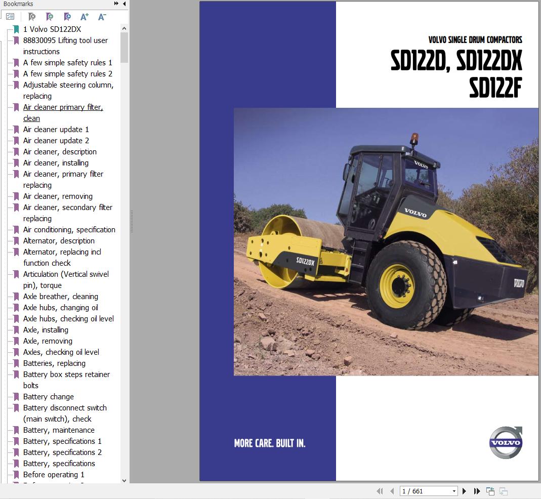 Volvo Single Drum Compactors SD122DX Service and Repair Manual