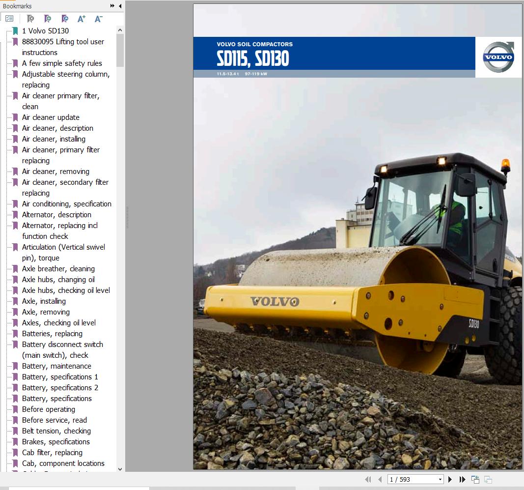 Volvo Single Drum Compactors SD130 Service and Repair Manual