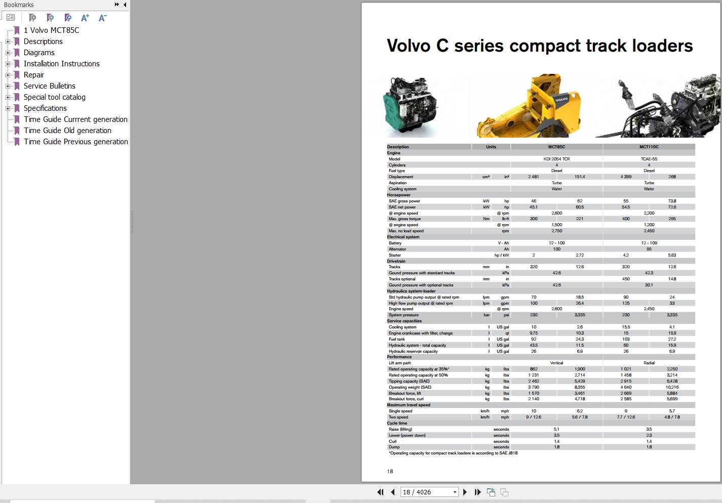 Volvo Skid Steer Loader MCT85C Service and Repair Manual