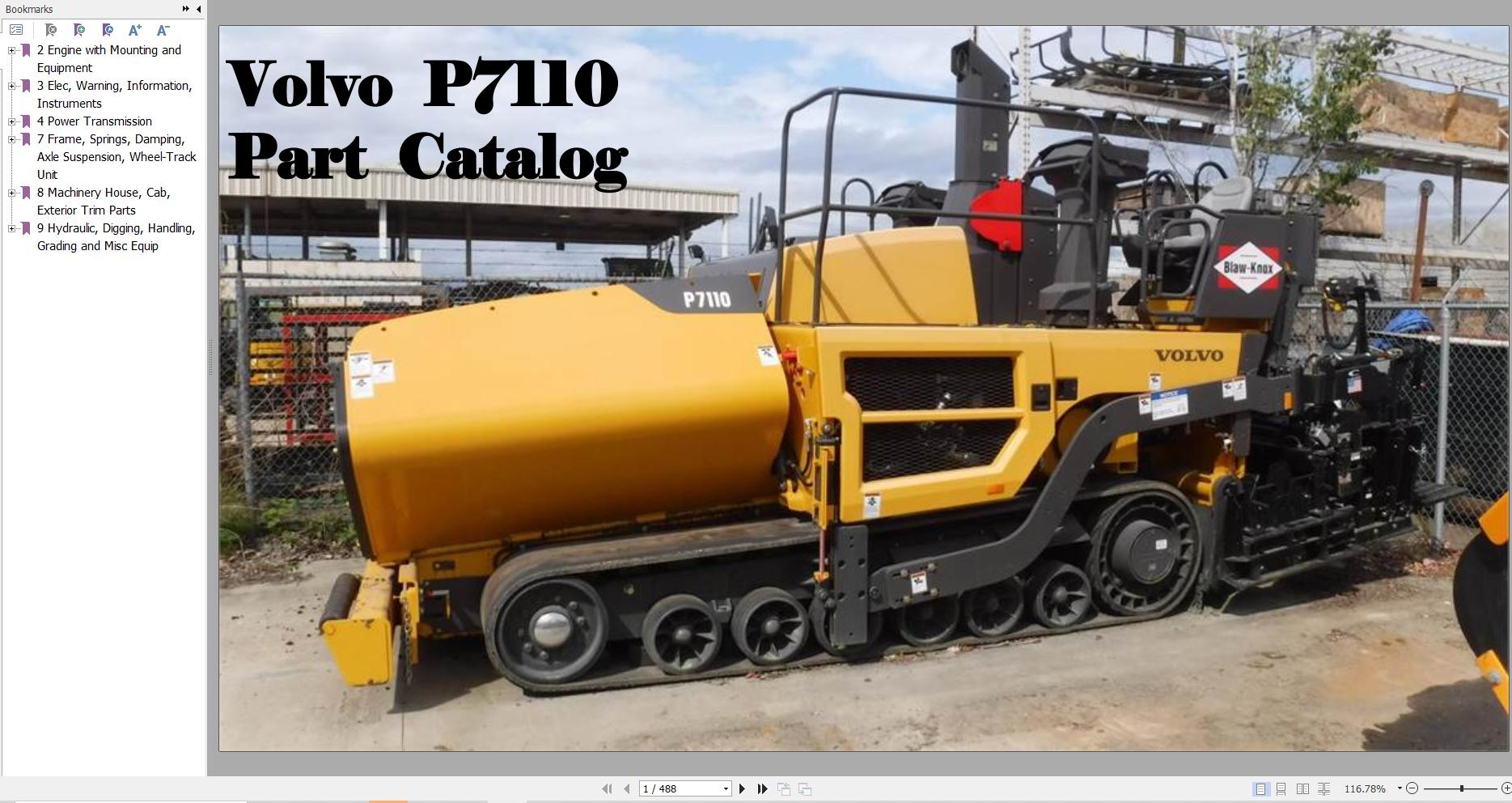 Volvo Tracked Paver P7110 Parts Catalog
